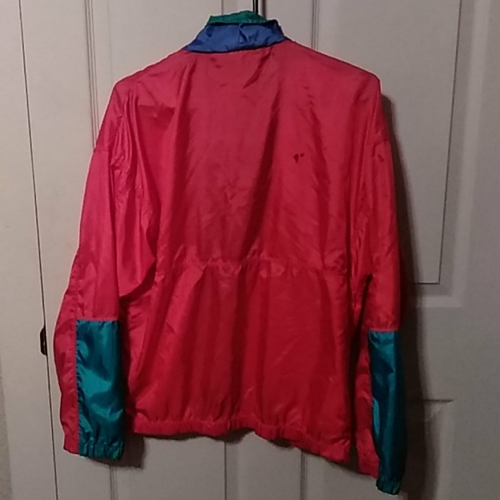 Vintage Colorful Windbreaker. Red, Teal And Blue - Gem